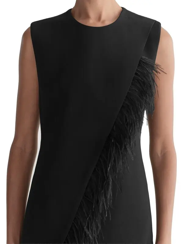 A.L.C. Beck Feather-trimmed Mini Dress - Black