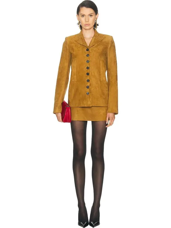 Khaite Saraphina Lambskin Suede Jacket - Toffee