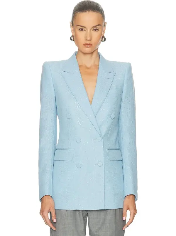 TOM FORD Sequined Double Breasted Jacket - Sky Blue