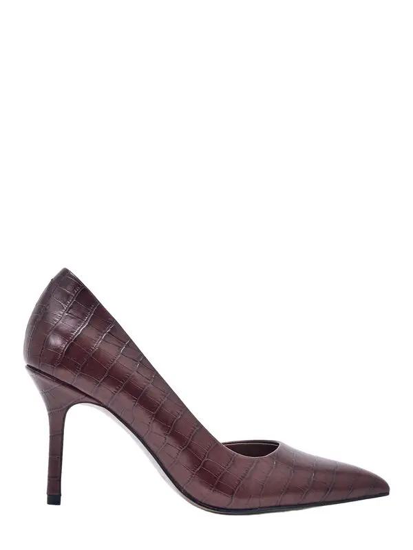 REISS Layla Leather Court Shoes - Burgundy