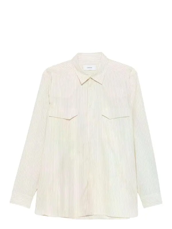 LARDINI Pocketed Striped Shirt - Neutrals