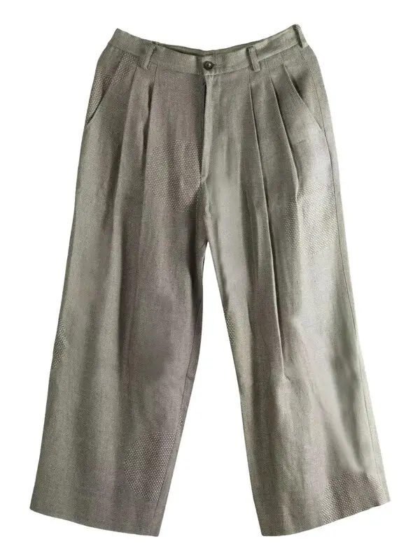 ZIGGY CHEN Linen Wide-leg Trousers - Grey