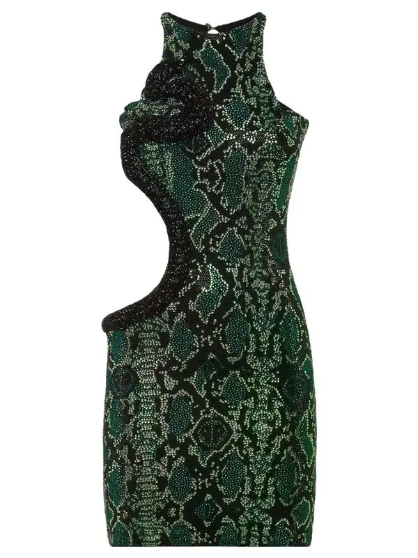 Philipp Plein Snakeskin-print Mini Dress - Green