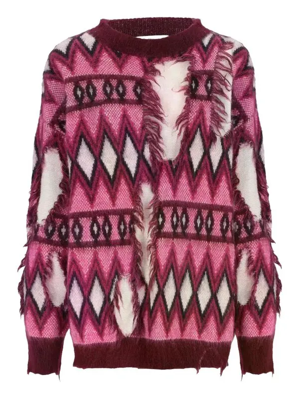 LANEUS Fringed-detail Sweater - Pink