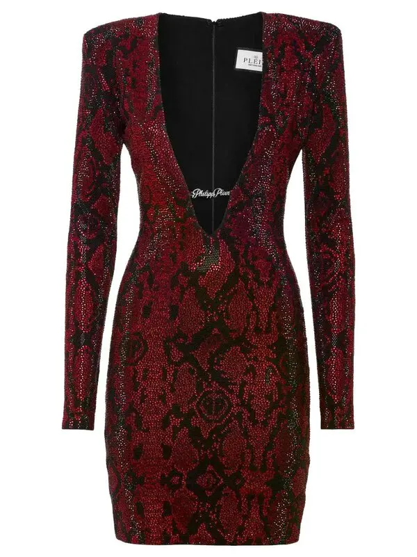 Philipp Plein Snakeskin-print Mini Dress - Red