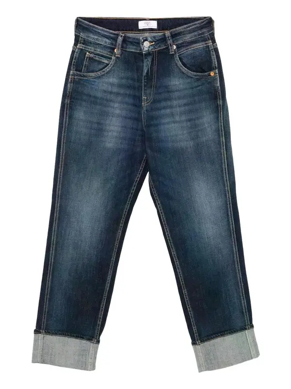 LES TEMPS DES CERISES Cuffed Cropped Denim Jeans - Blue