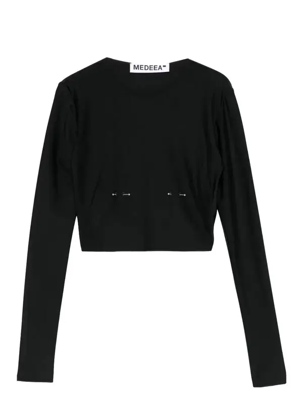 MEDEEA Piercing-detail Crop Top - Black