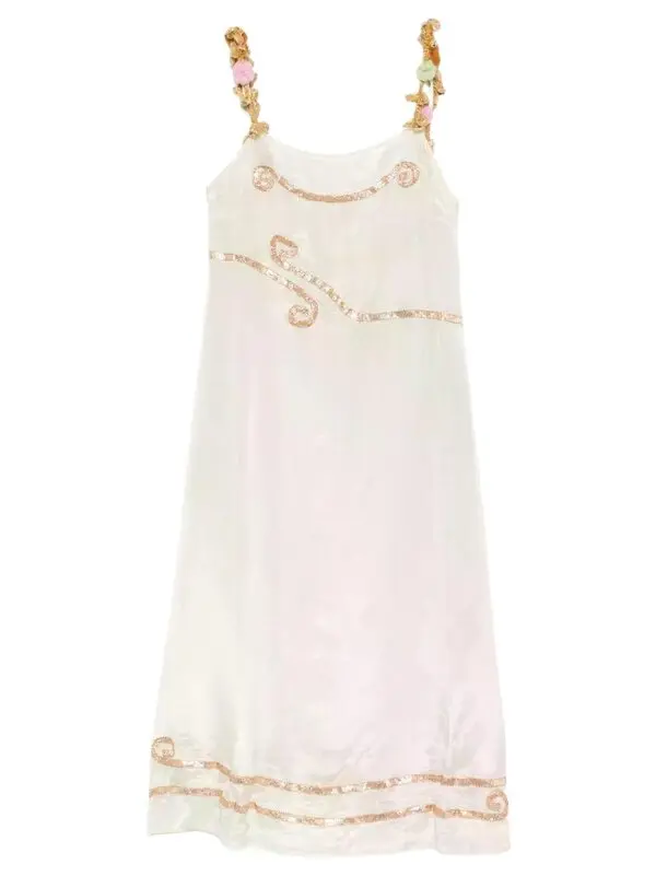 BODE Lido Strappy Embellished Dress - Neutrals