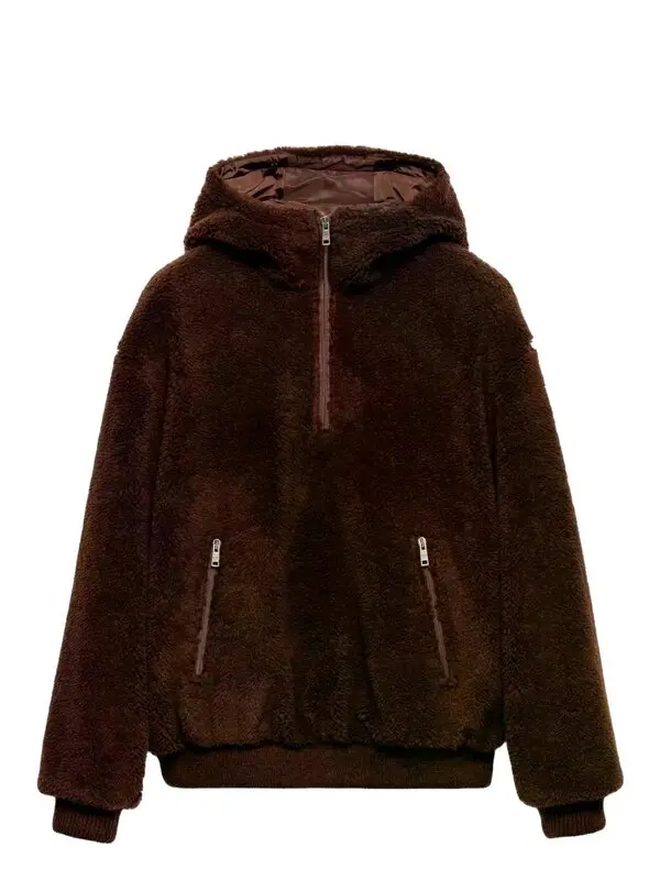 Prada Hooded Zip-up Jacket - Brown