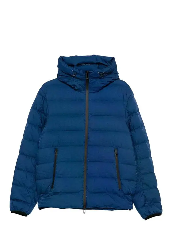 Emporio Armani Quilted Hooded Jacket - Blue