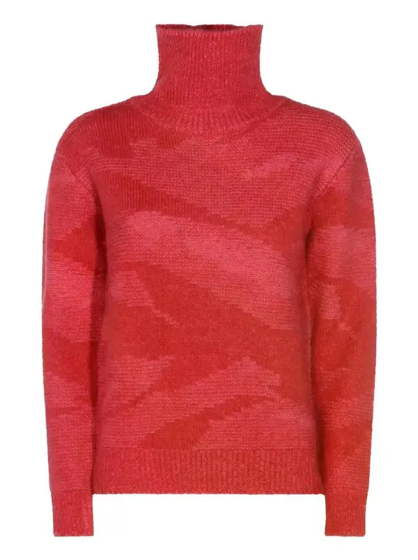 Add Patterned Roll-neck Sweater - Red