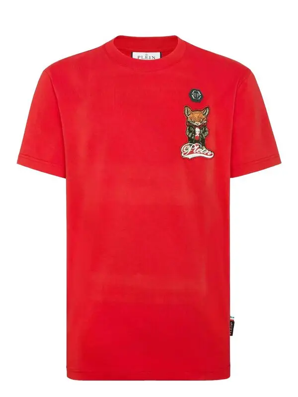 Philipp Plein Fox-patch T-shirt - Red