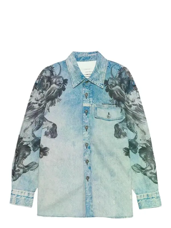 FENG CHEN WANG Graphic Pocketed Shirt - Blue