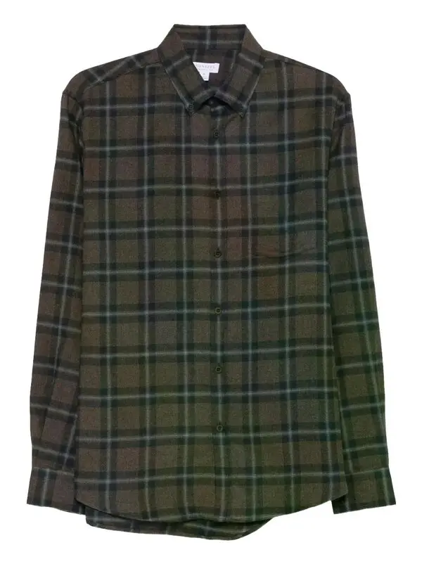 Sunspel Checked Shirt - Brown