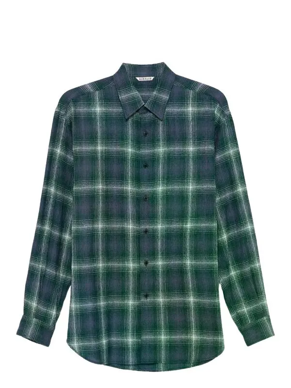 Auralee Airy Checked Shirt - Blue