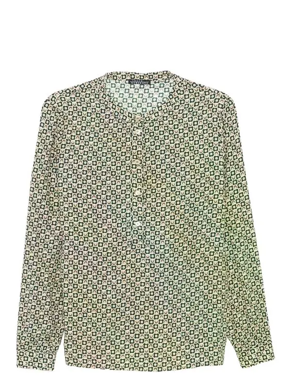 LAURA-URBINATI Geometric-print Long-sleeve Blouse - Green