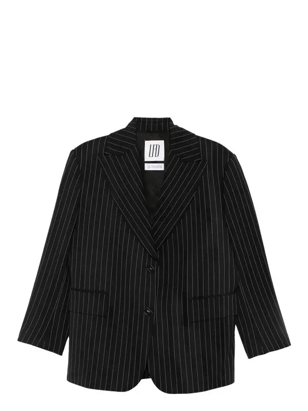 LES FILLES D'EVA Pinstripe Buttoned Blazer - Black