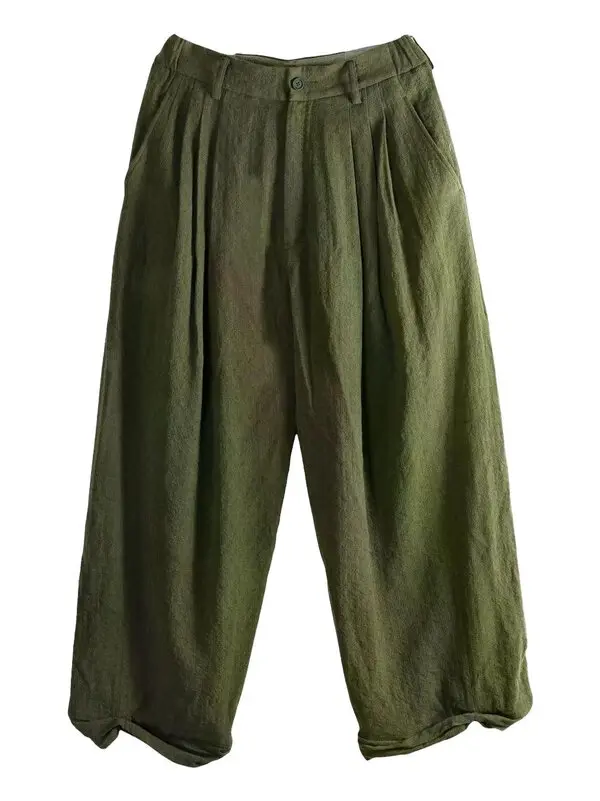 ZIGGY CHEN Pleated Wide-leg Trousers - Green