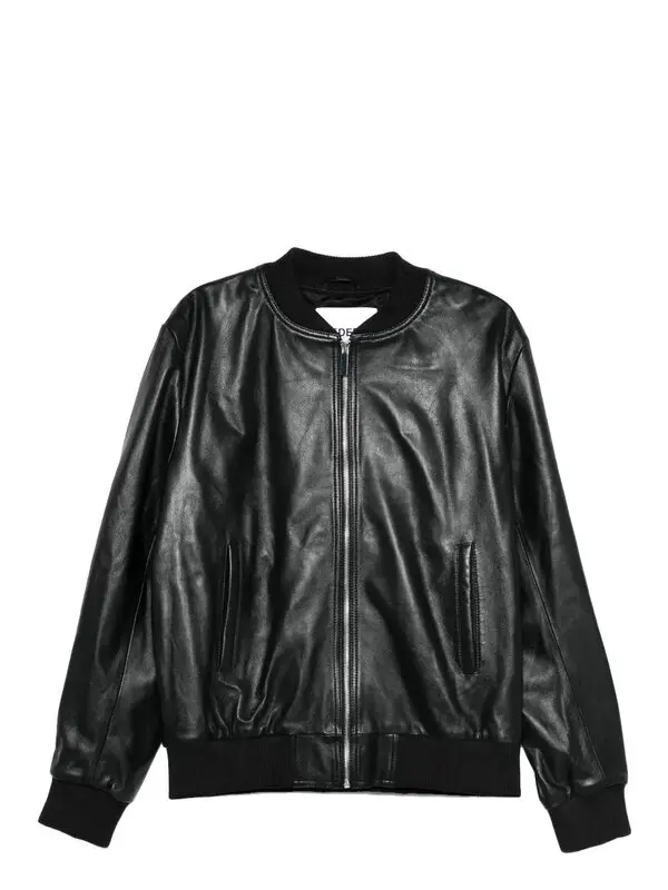 MEDEEA Leather Bomber Jacket - Black