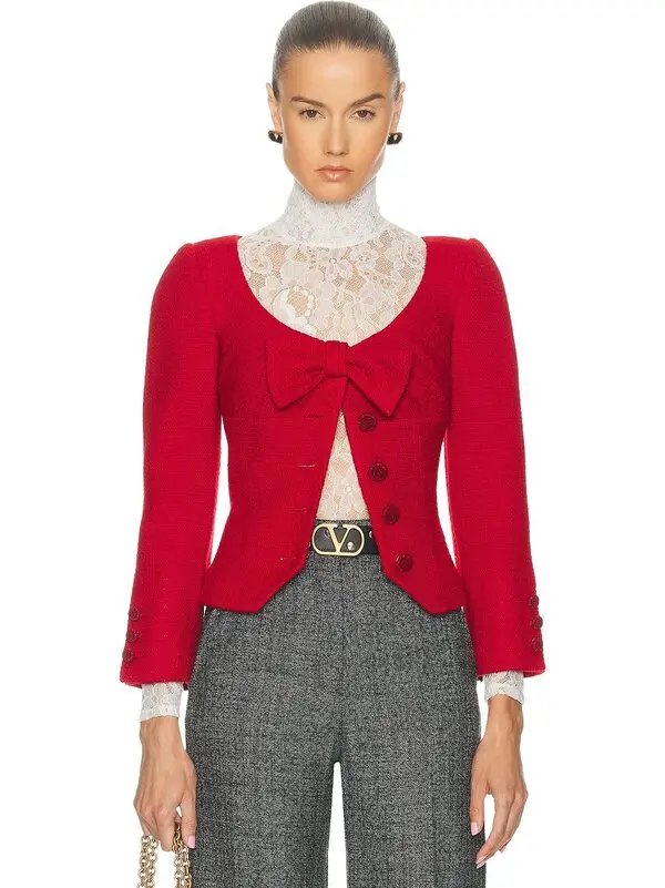 Valentino Garavani Plain Wool Tweed Jacket - Paris
