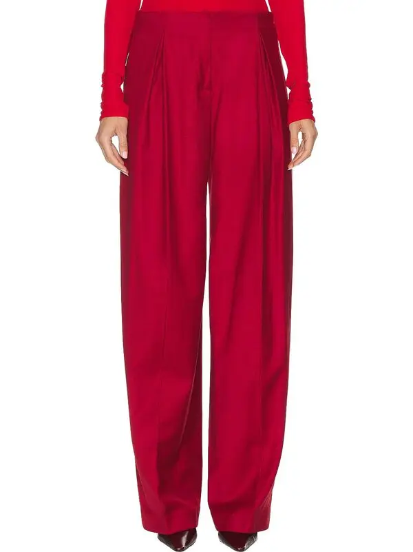 Blumarine Twill Wide-leg Trousers - Lipstick Red