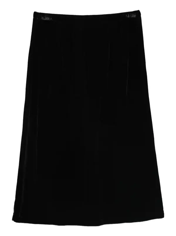 LAURA-URBINATI Velour Midi Skirt With Elasticated Waist - Black