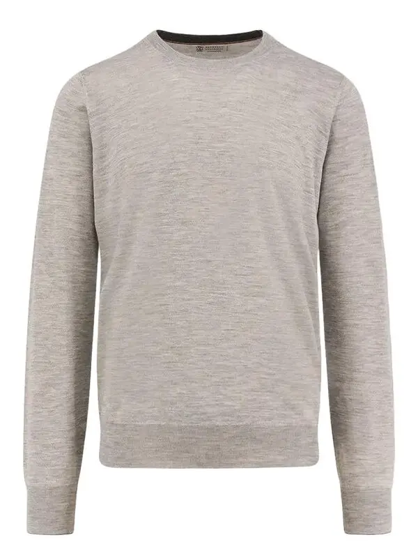 Brunello Cucinelli Silk And Cashmere Crewneck Knitwear - Grey