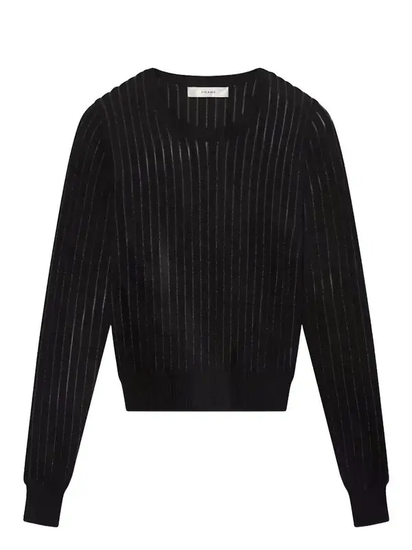 FRAME Striped Long-sleeve Top - Black