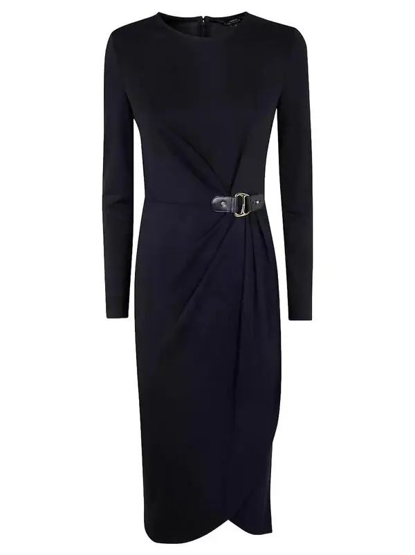 Ralph Lauren Buckle-detail Draped Dress - Black