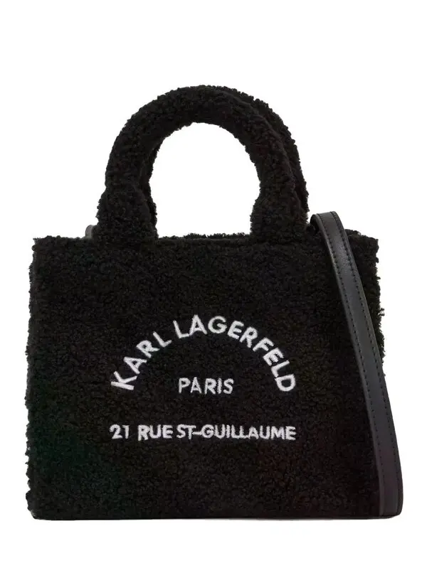 Karl Lagerfeld Mini Rue St-guillaume Shearling Tote Bag - Black