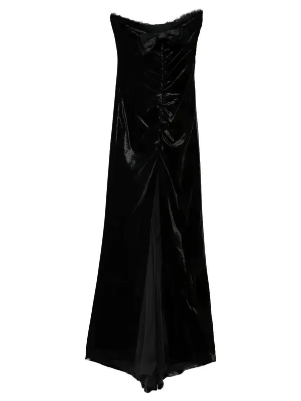 Alessandra Rich Bow-detail Velvet Gown - Black