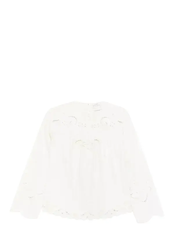 FORTE_FORTE Embroidered Scalloped-hem Blouse - White