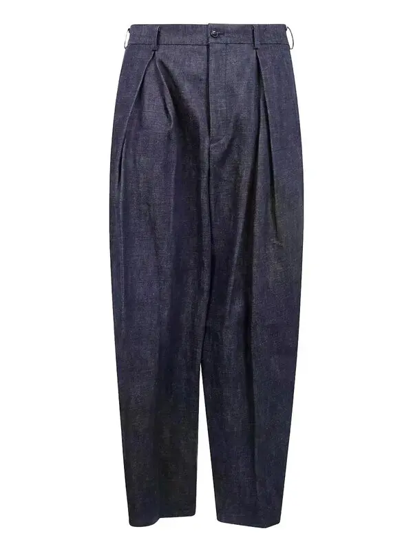 Comme Des Garçons Pleat-detail Trousers - Blue