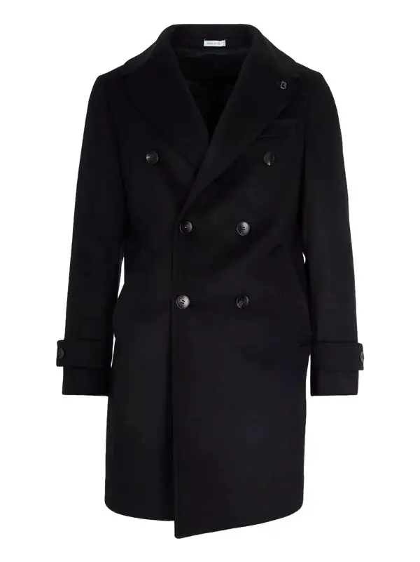 BRERAS MILANO Double-breasted Wool Coat - Black