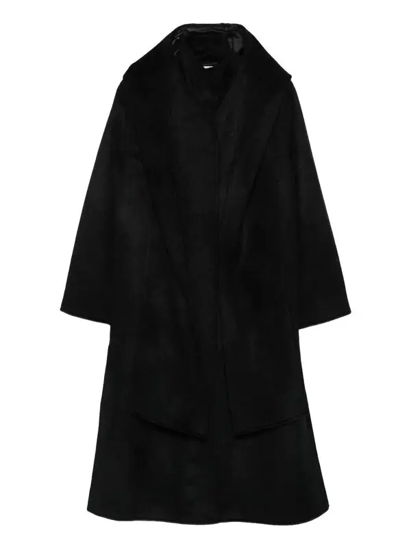 FORTE_FORTE Funnel-neck Coat - Black