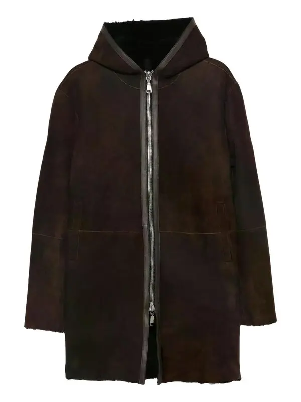 Tagliatore Hooded Zip-up Coat - Brown