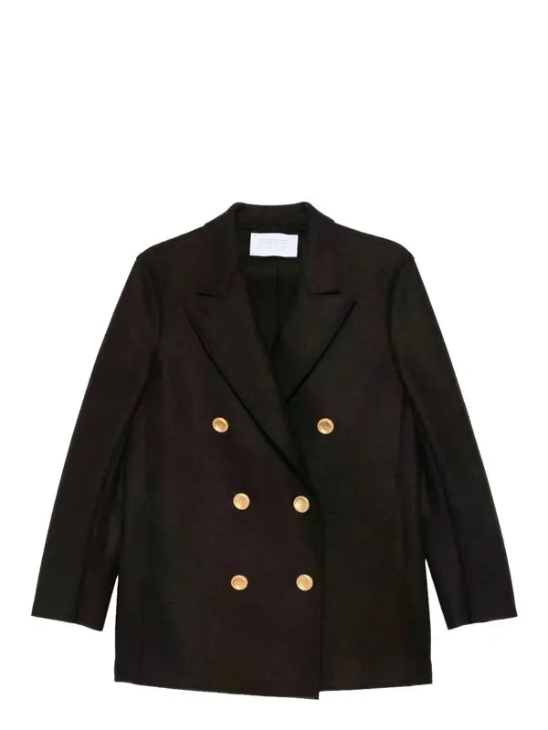 Harris Wharf London Double-breasted Buttoned Coat - Brown