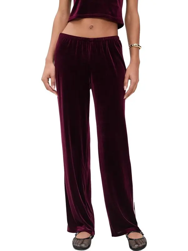 LE BOP Paige Velvet Pants - Wine/ivory Stripe