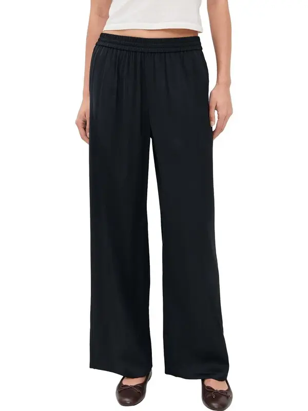 LE BOP Arden Satin Pants - Black