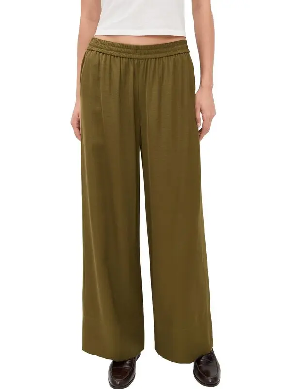 LE BOP Arden Satin Pants - Military Green