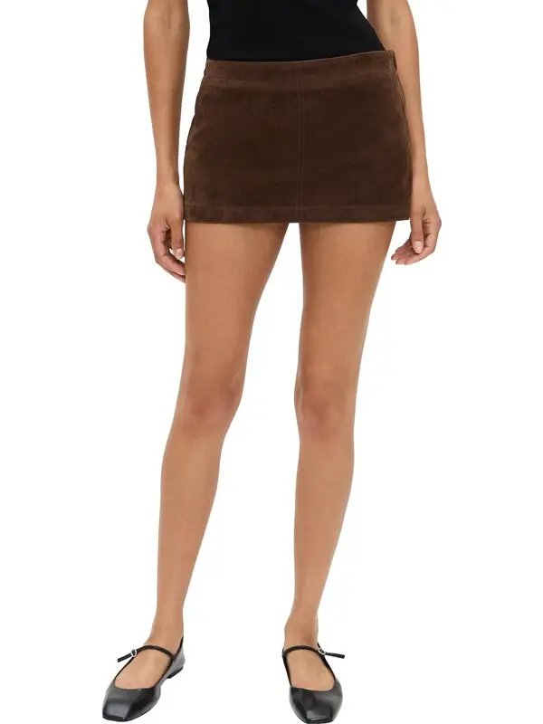 BAILEY ROSE Faux Suede Mini Skirt - Chocolate