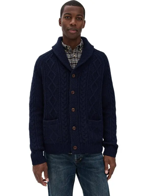 Ralph Lauren Original Label Aran Cardigan Sweater - Hunter Navy