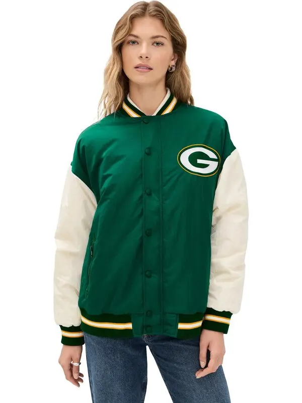 Terez Colorblock Bomber Jacket - Packers Green/sugar Swizzle