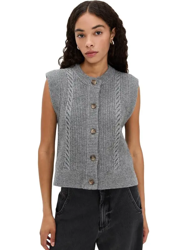 LEVI'S Ines Cable Knit Sweater Vest - Mid Heather Grey
