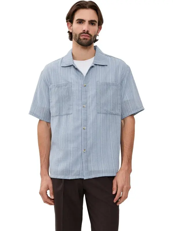 RHYTHM Relaxed Fit Short Sleeve Shirt - Blue