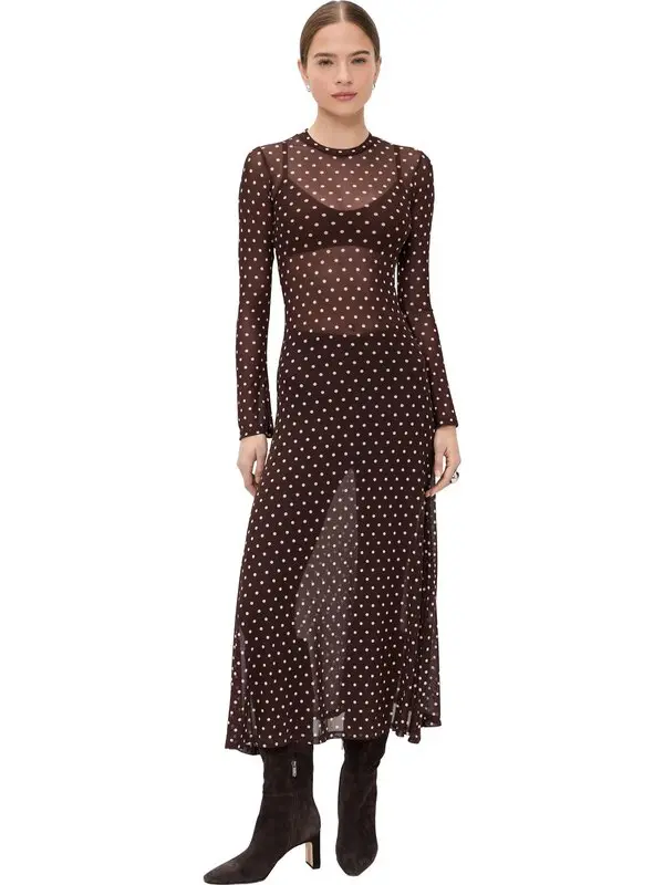 LE BOP Hattie Maxi Dress - Chocolate Polka Dot