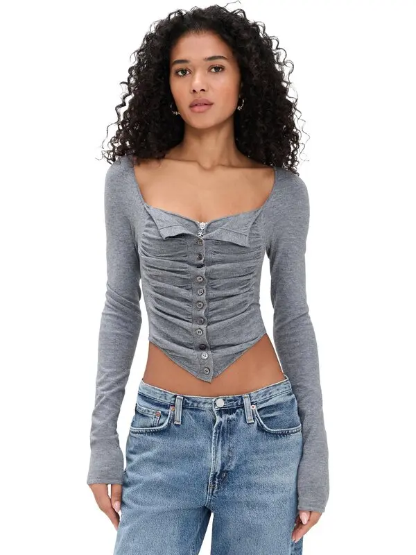 Miaou Sophie Corset Cardigan - Heather Grey