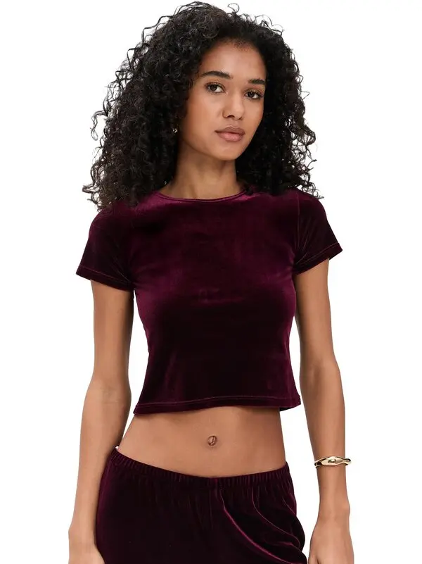 LE BOP Eloise Velvet Tee - Wine