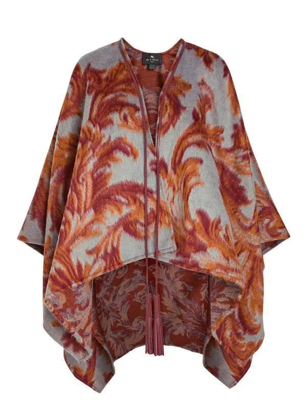 Etro Paisley-jacquard Brushed Wool-blend Cape - Multi Print