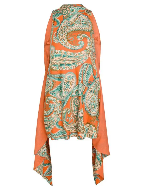 Etro Asymmetric Crepe Mini Dress - Multi Print